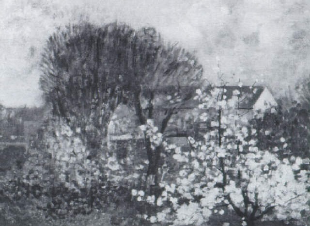 THE SEASON OF BLOSSOMS COWS IN A WATER MEADOW CLOUDS OIL SKETCH WITH ...